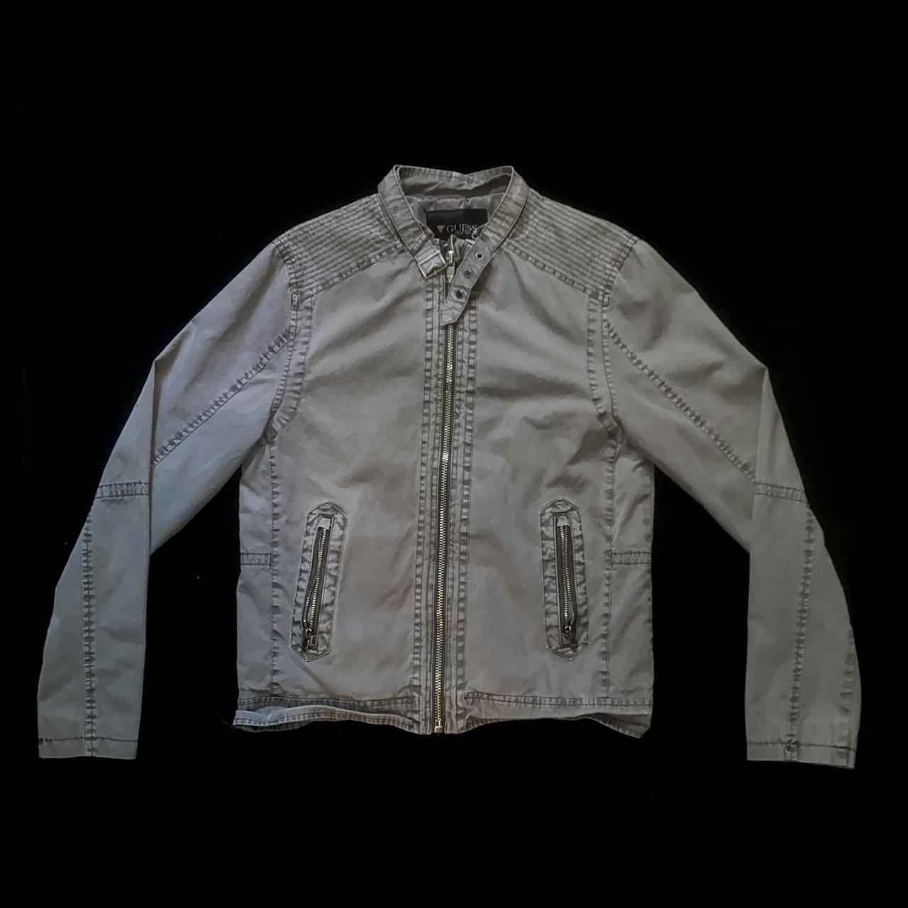Guess grey moto jacket Size small - Depop