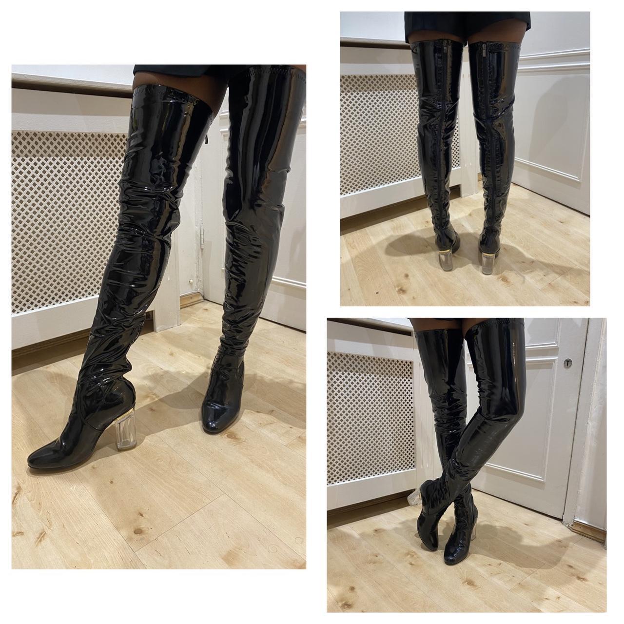 Patent thigh high boots, purchased from a boutique.... - Depop