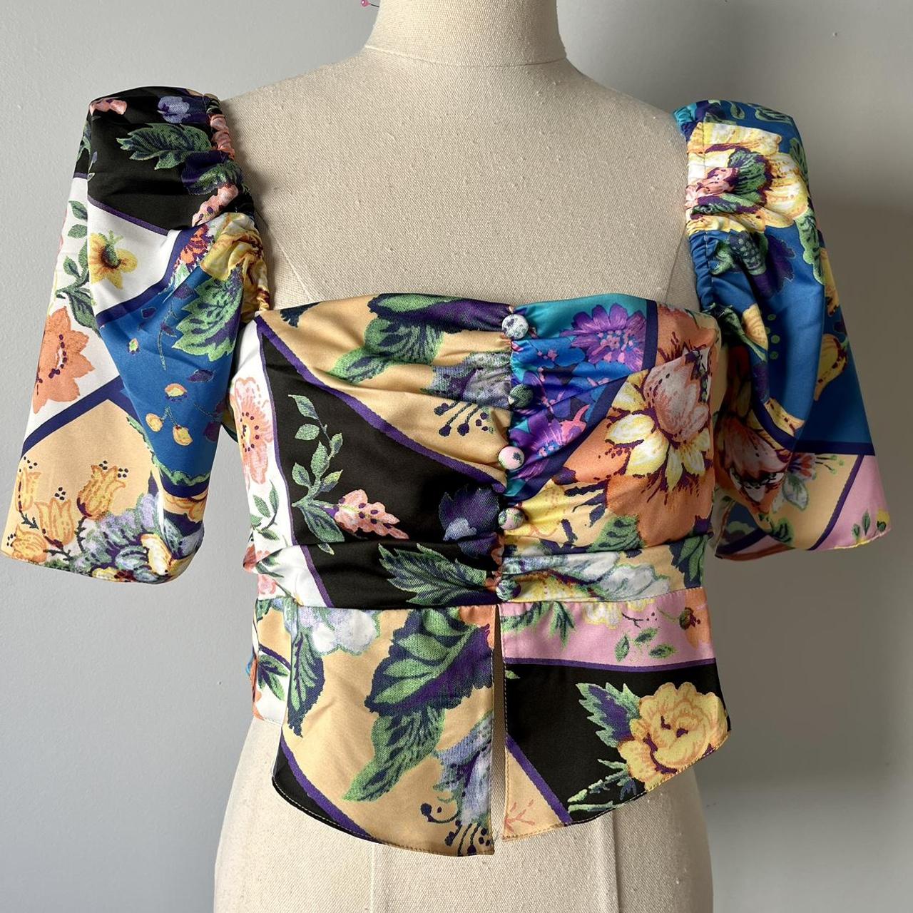 RECLAIMED VINTAGE crop top with padded shoulders.... - Depop