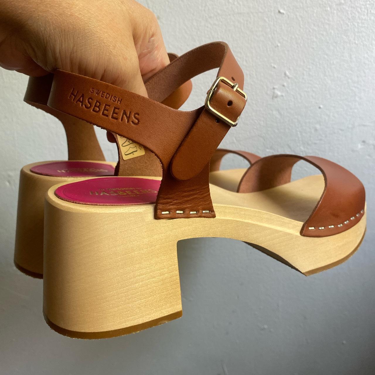 Swedish hasbeens brand new boxed Mia in cognac brown... - Depop