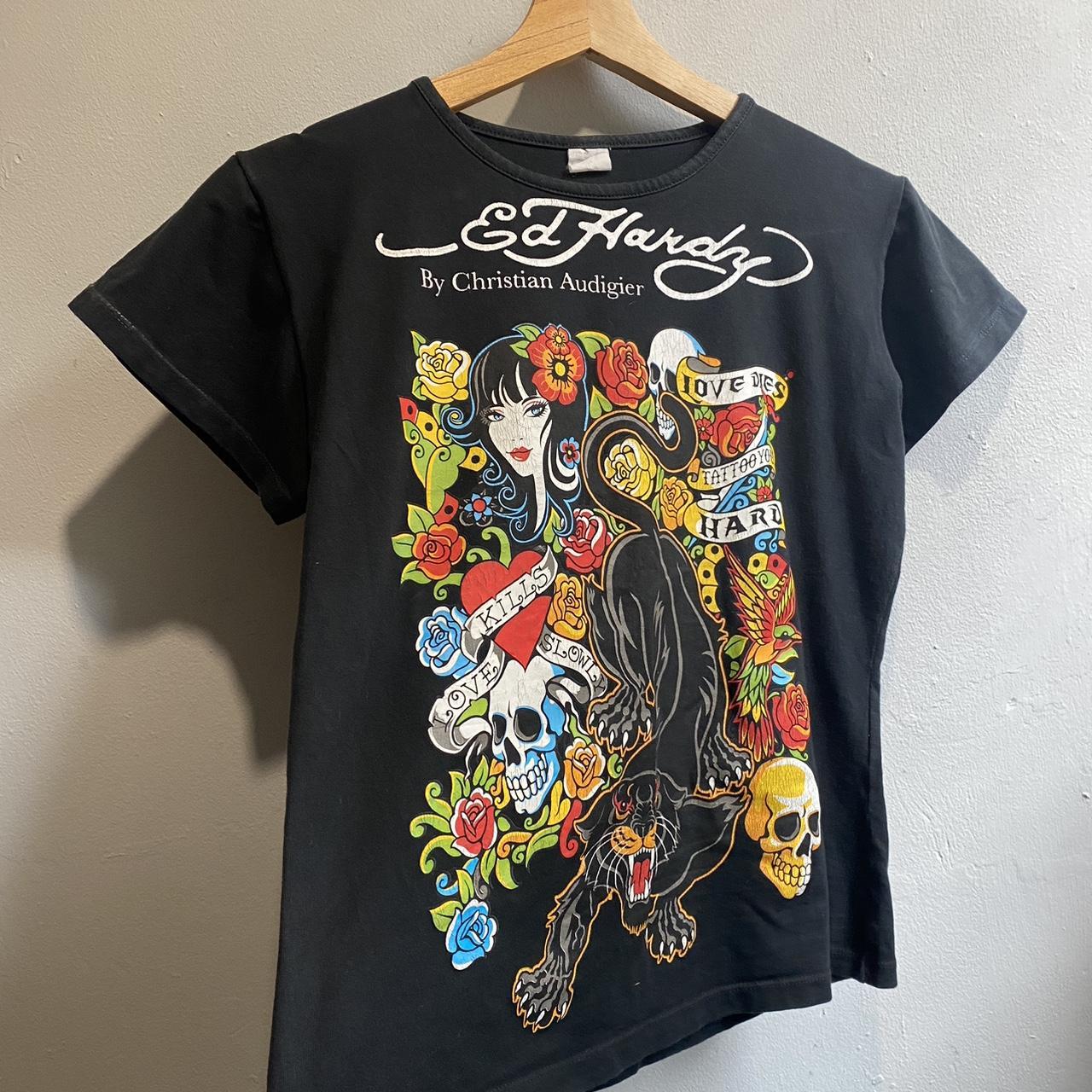 Ed hardy vintage tee super cool design rare Ladies... - Depop