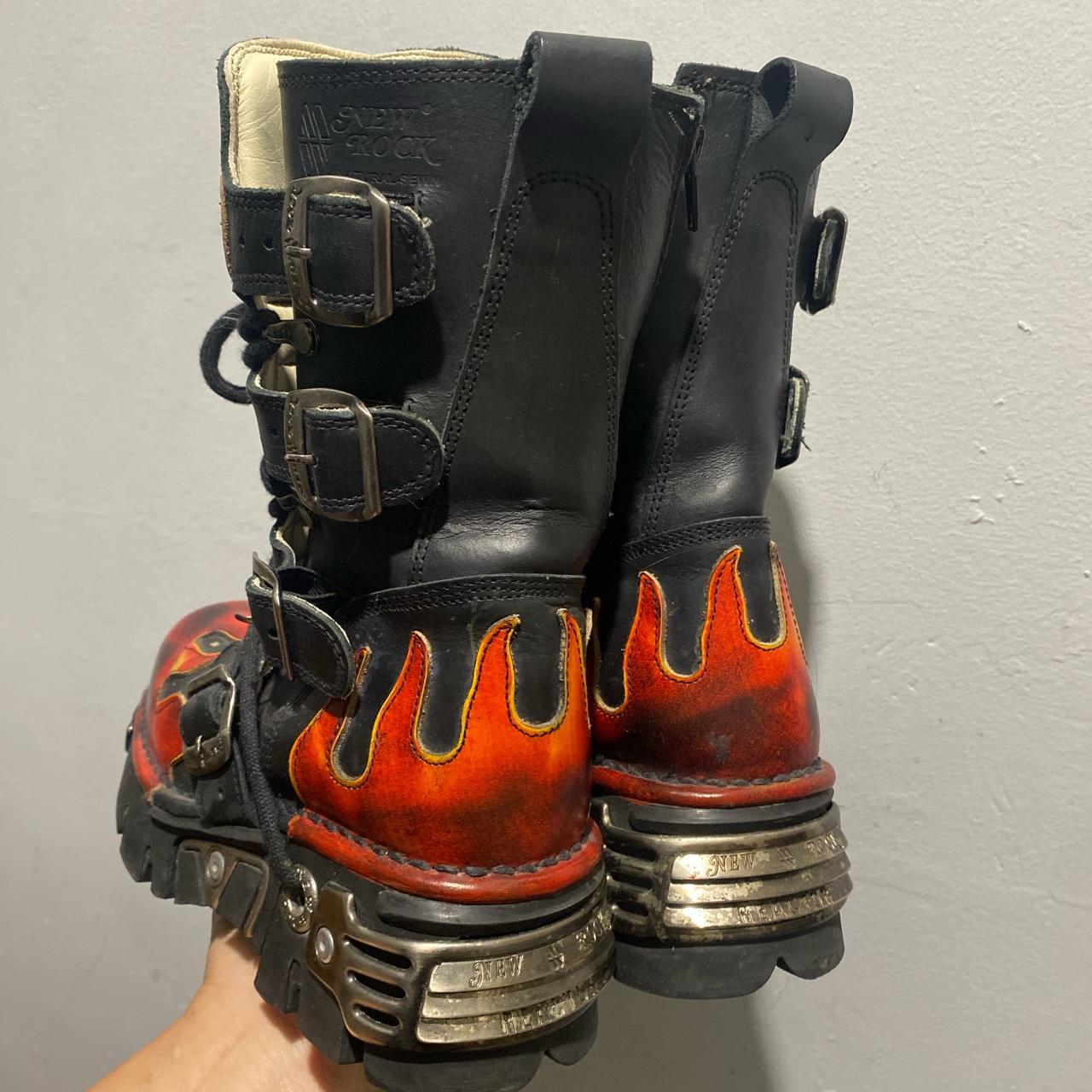 new rock boots flame platform Size 4 37 In... - Depop