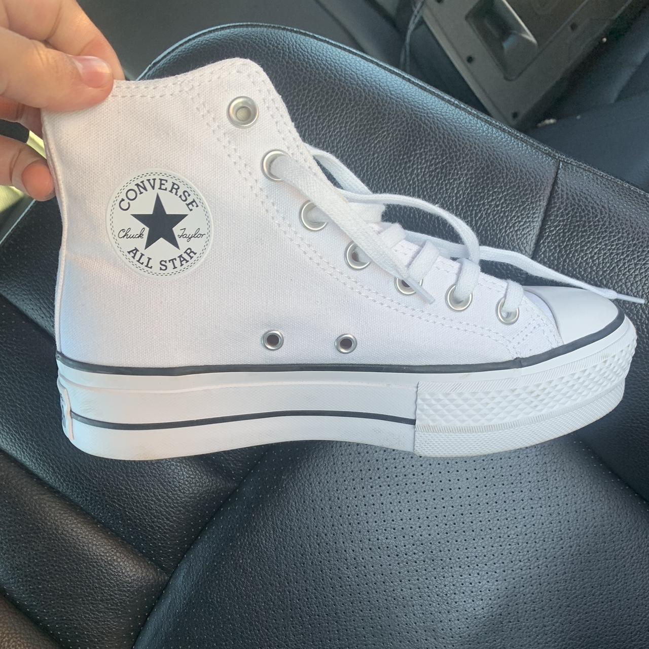 White platform converse like new condition, only... - Depop