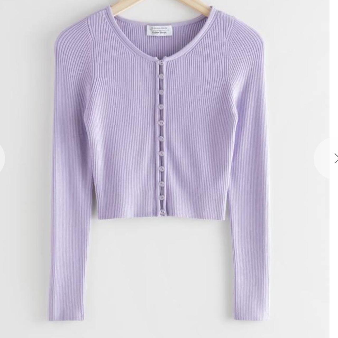 Lavender Crop Cardigan — super cute crop cardigan... - Depop