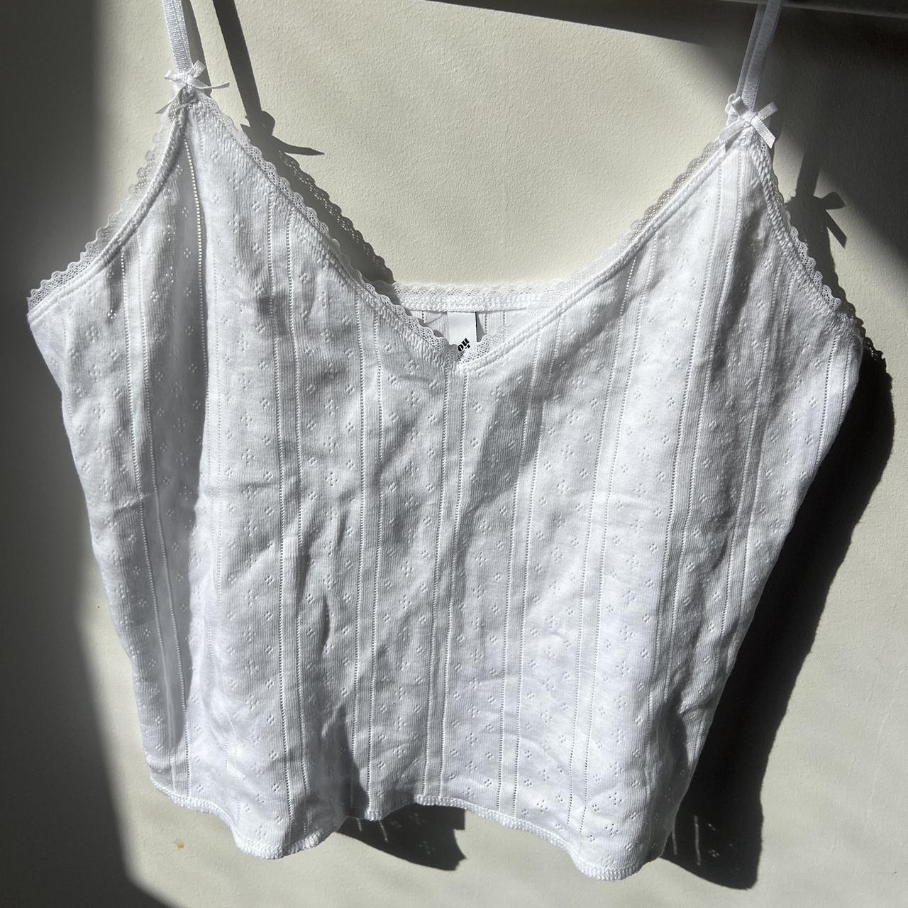 Cou Cou Intimates the cami cropped white pointelle... - Depop