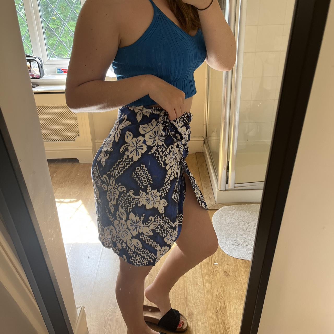 Sexy blue mini wrap skirt Vintage Will fit range... - Depop