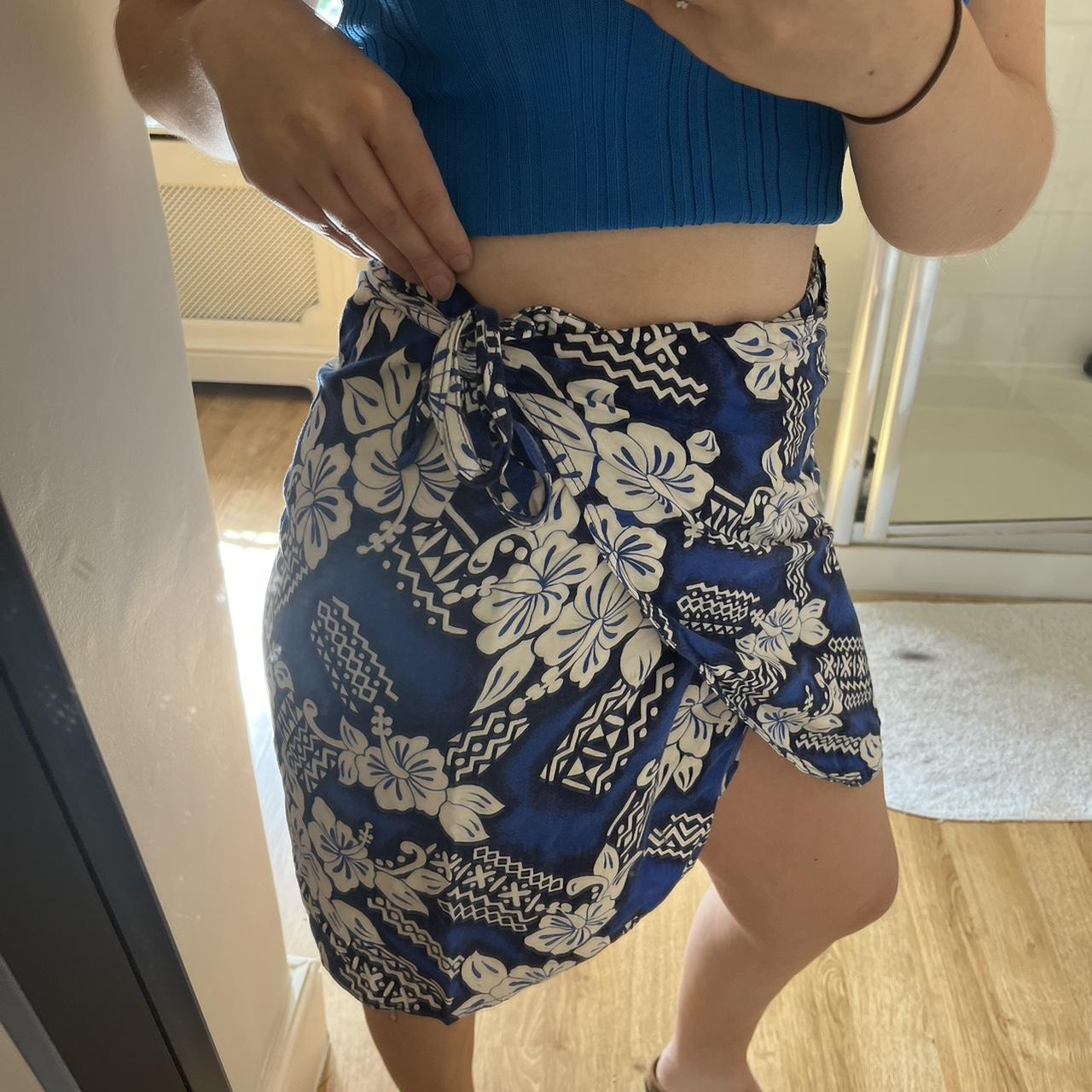 Sexy blue mini wrap skirt Vintage Will fit range... - Depop