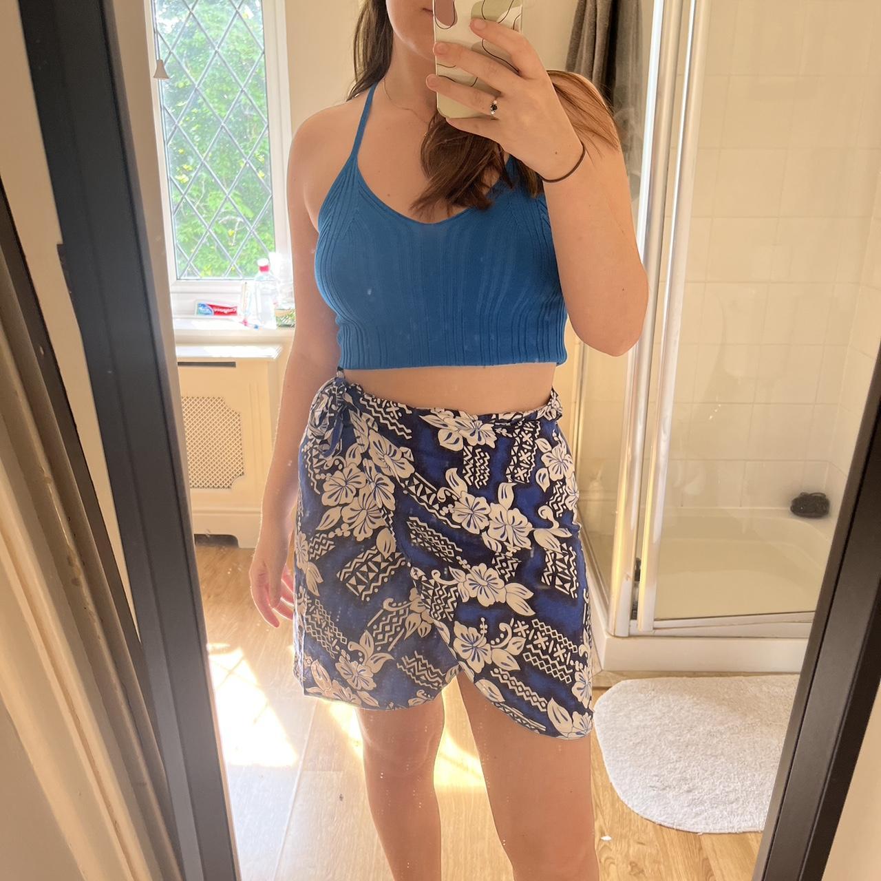 Sexy blue mini wrap skirt Vintage Will fit range... - Depop
