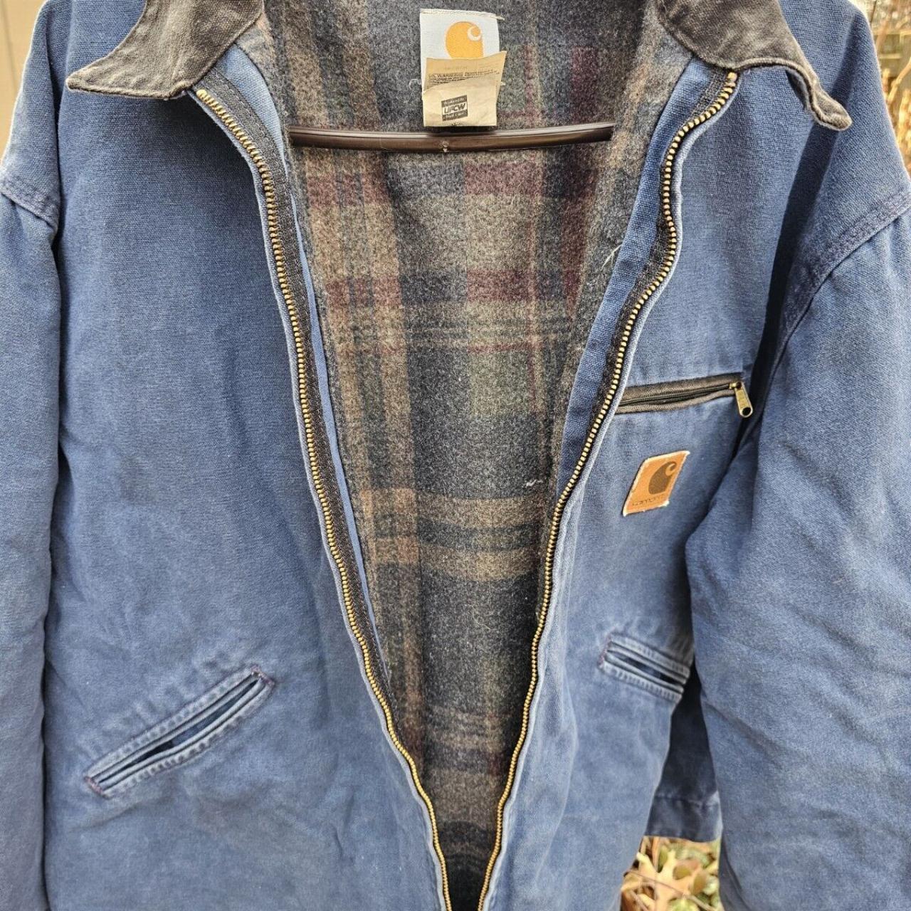 Vintage Rare Carhartt Detroit Jacket J65 BLU Blanket... - Depop