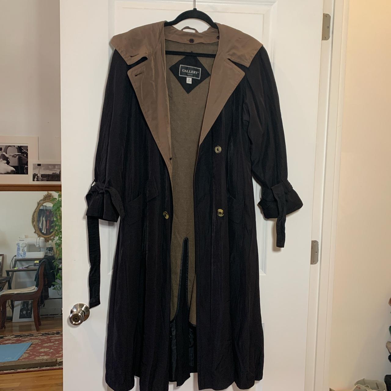 Black trench coat with brown removable liner and a... - Depop