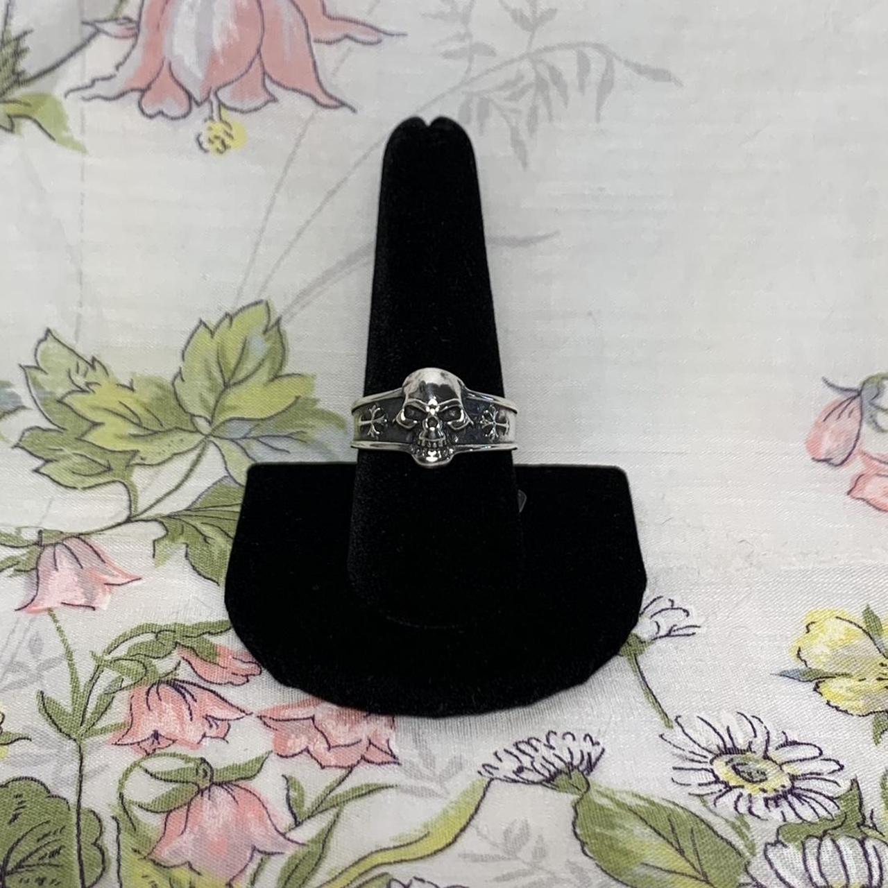 Sterling silver 925 skull ring with medieval crosses... | Depop