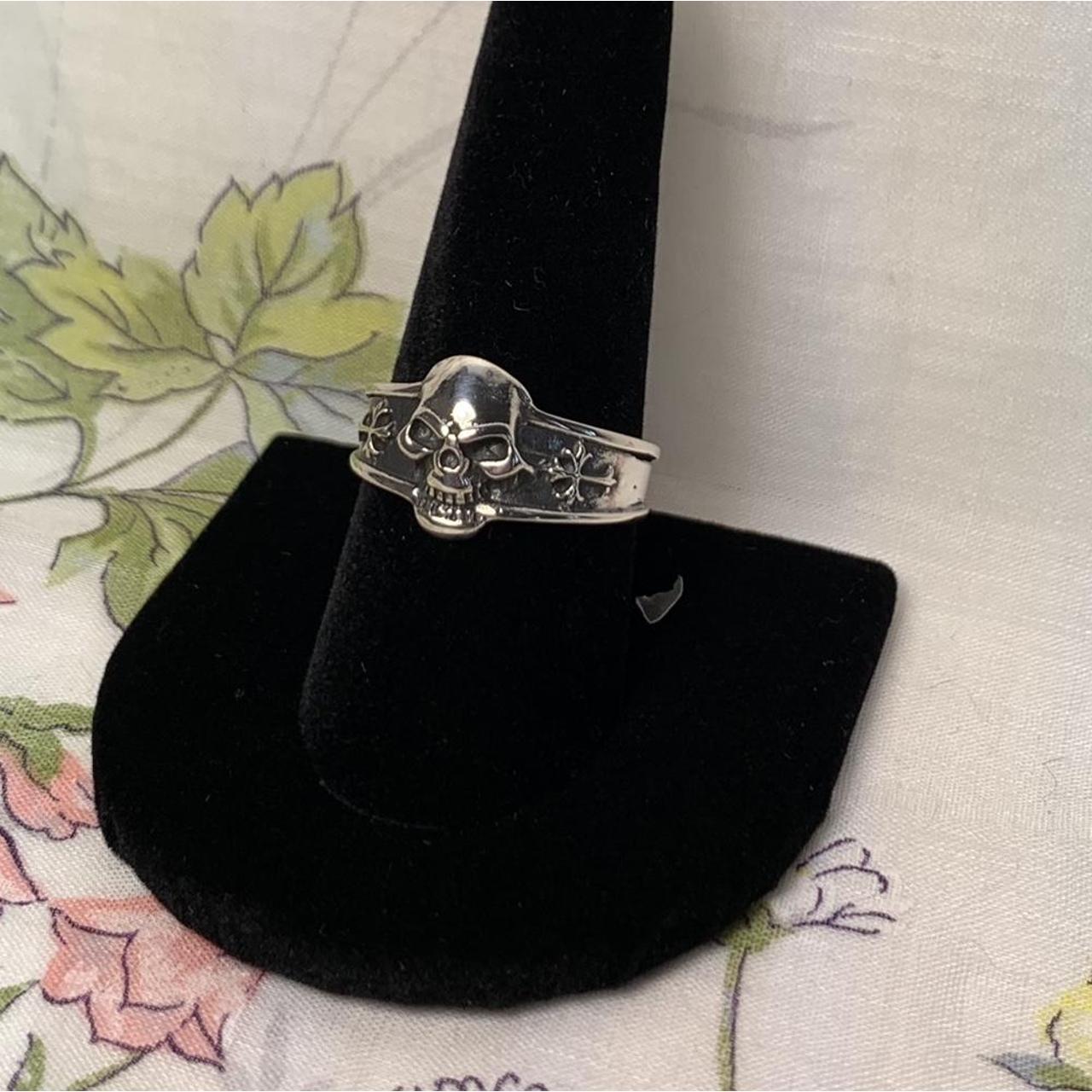 Sterling silver 925 skull ring with medieval crosses... | Depop