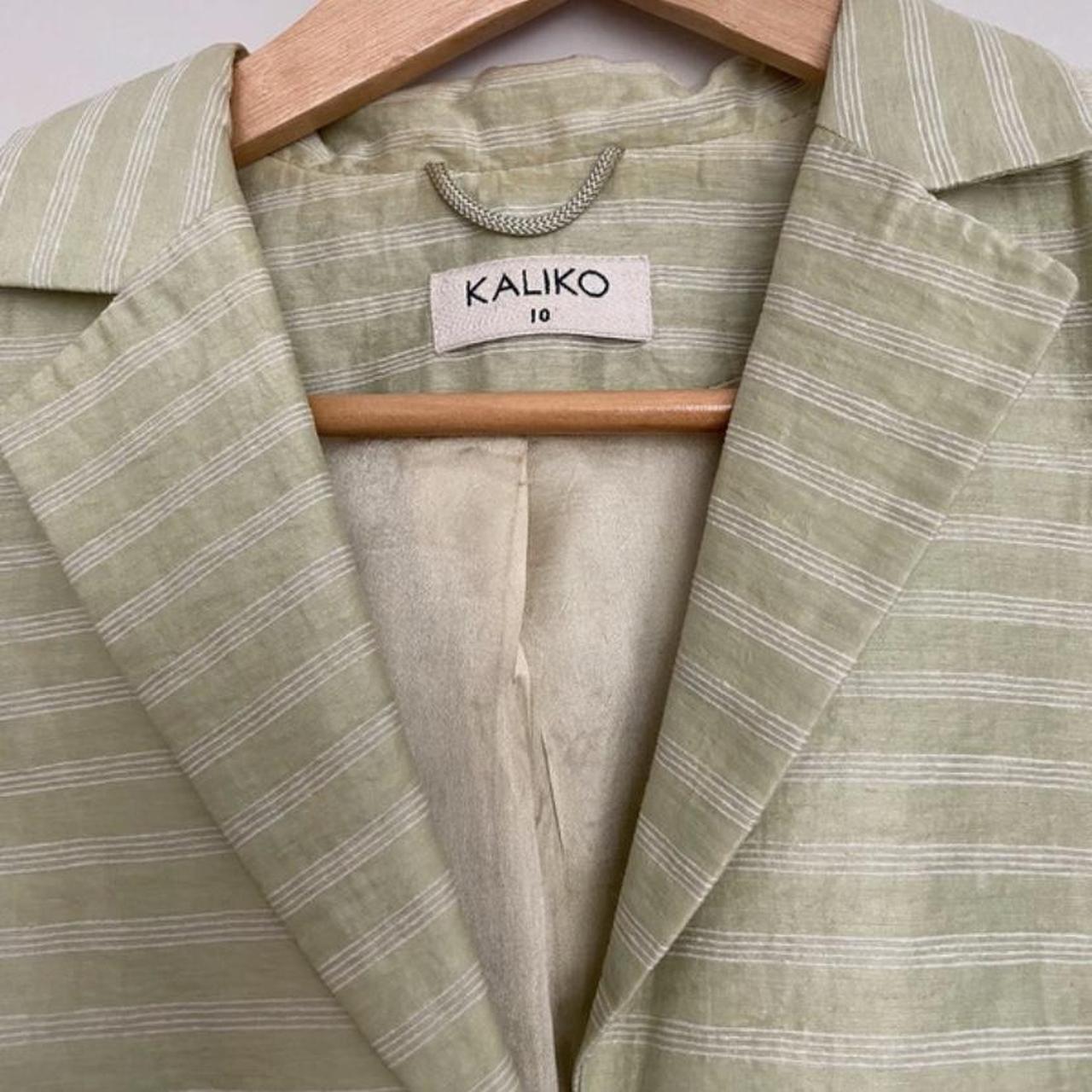 Women’s Kaliko green striped blazer jacket- Size 10.... - Depop
