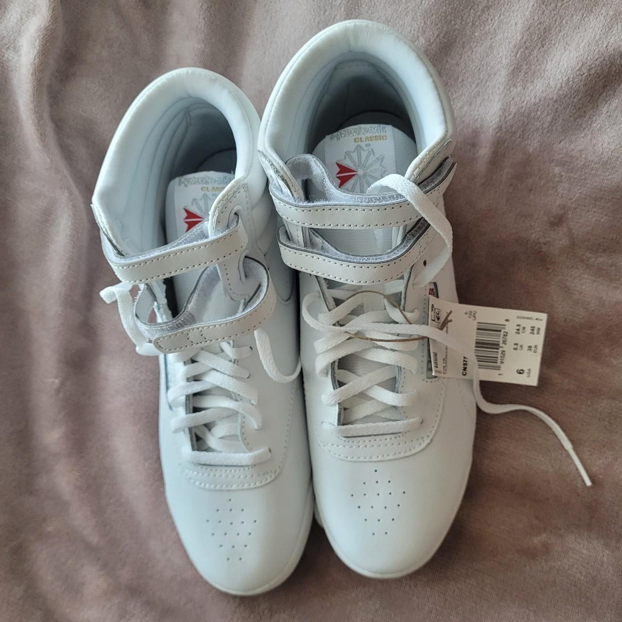 Reebok Freestyle White High Tops Brand New w/Tags... - Depop