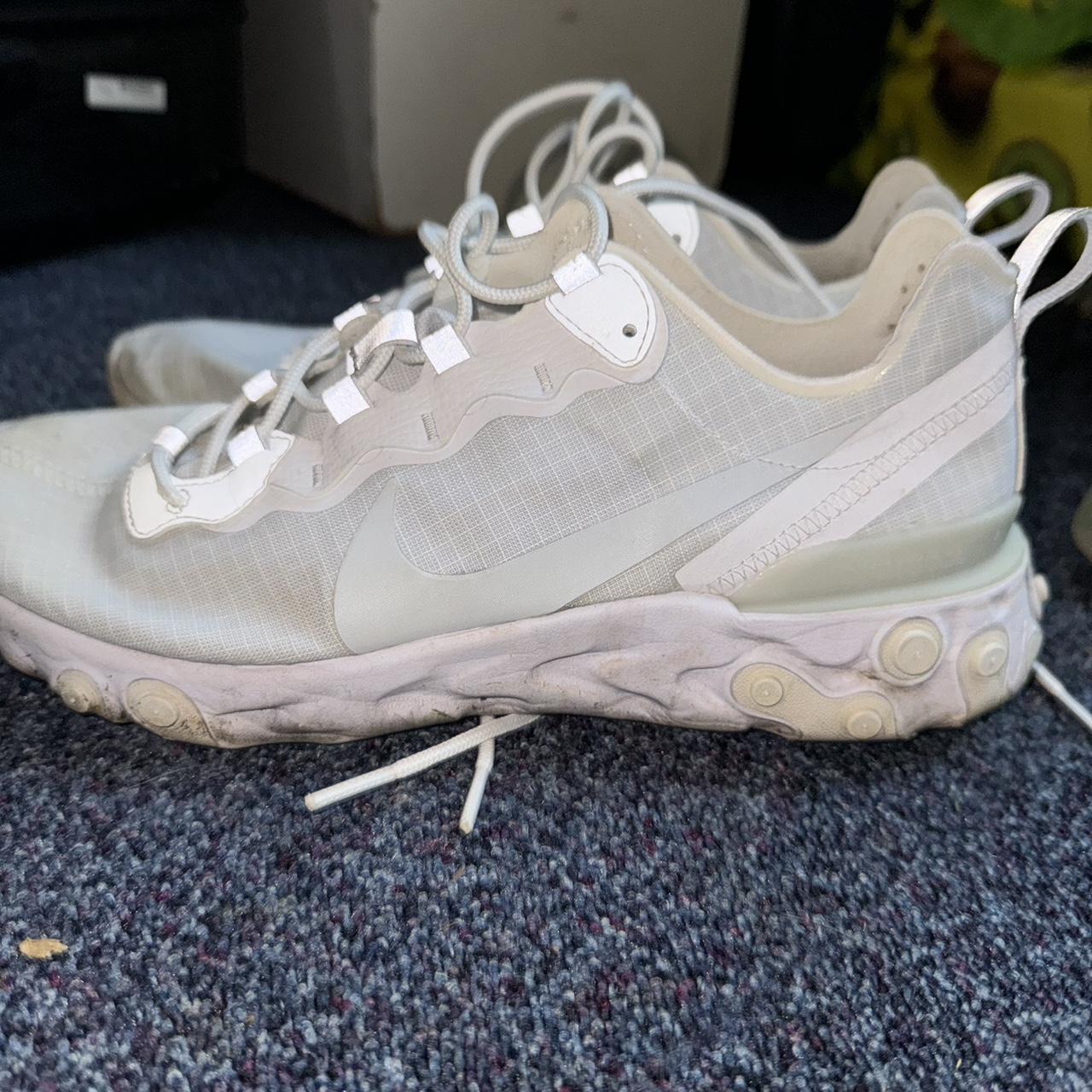 Nike reacts white trainers UK8 Worn but okay... - Depop