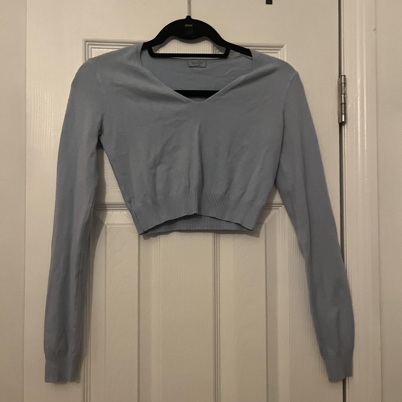 Brandy Melville cropped blue sweater - Depop