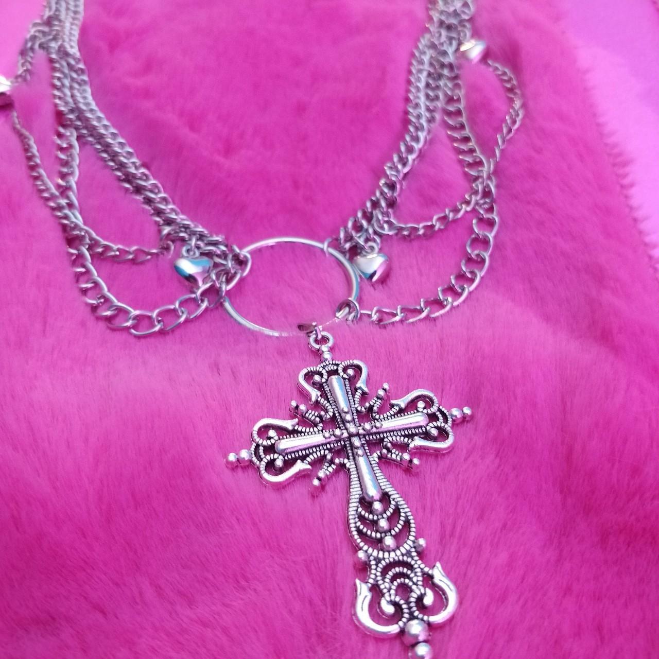 Goth necklace Multi layer chain necklace with o... - Depop