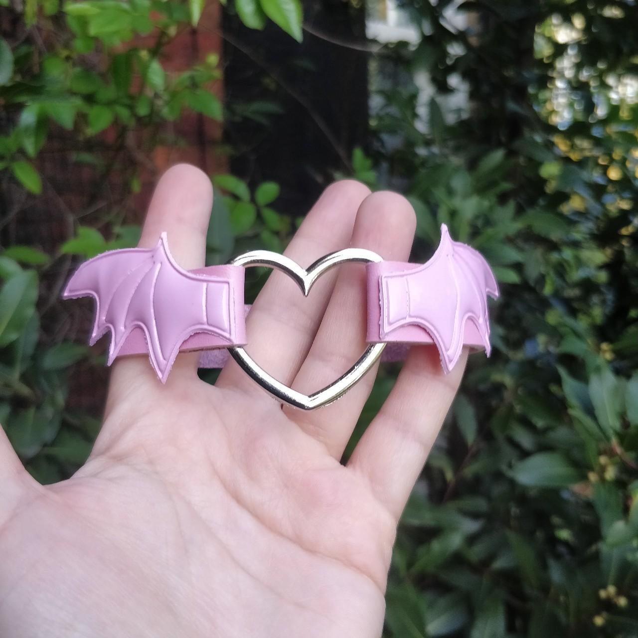 Goth Bracelet Bat Wing Heart bracelet with heart... - Depop