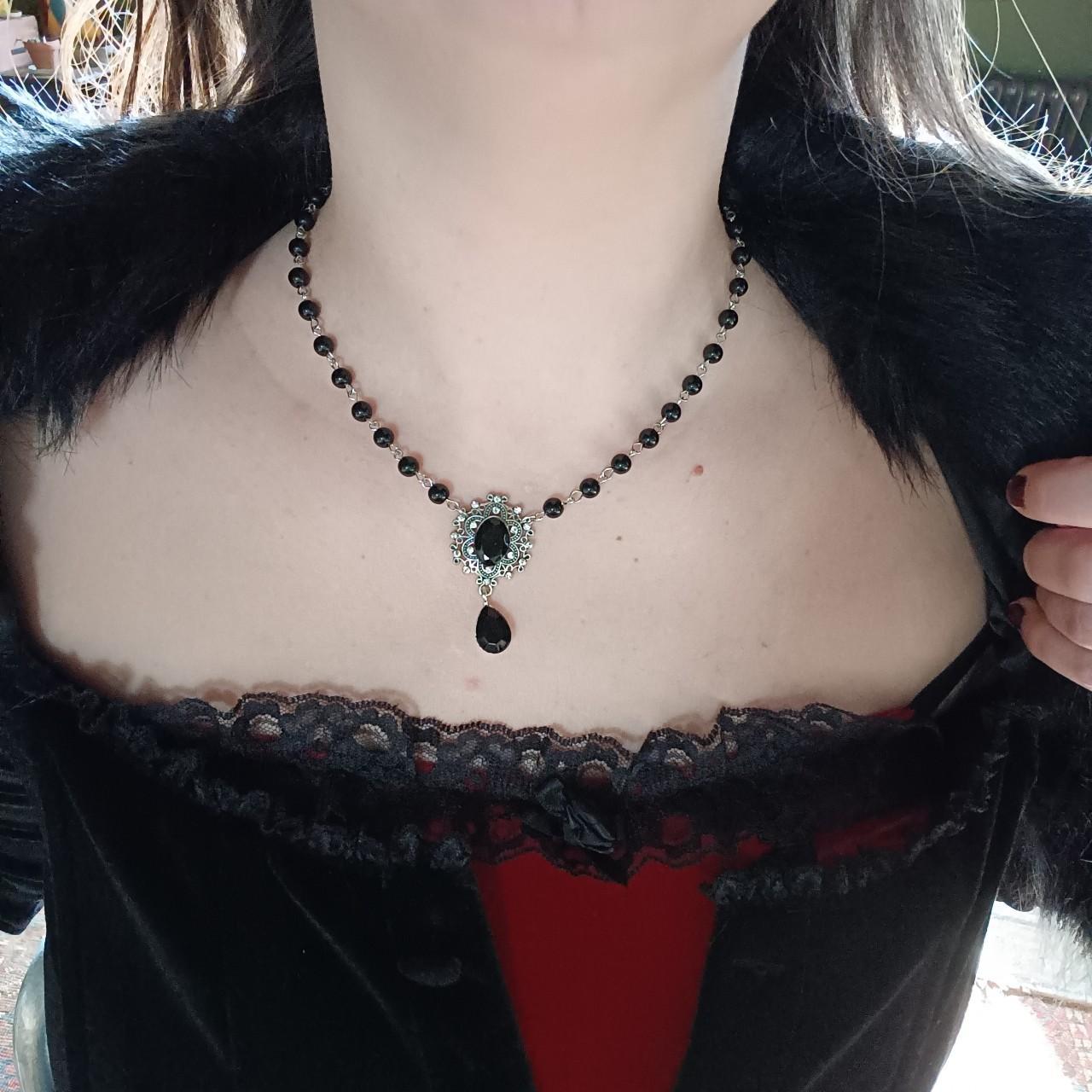 Black Vampire Necklace Black beaded... - Depop