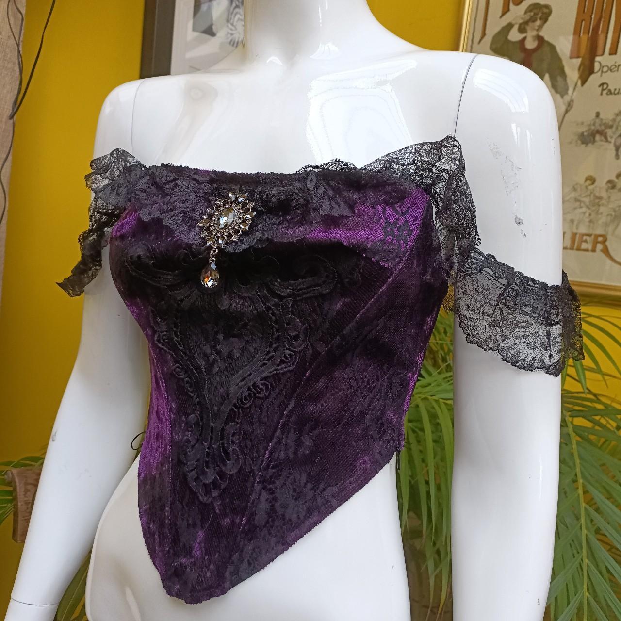 Goth corset Vampire corset / Basque Purple Velvet... - Depop