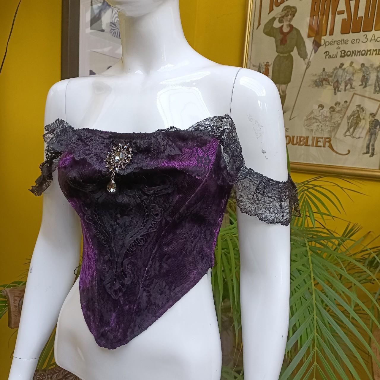 Goth corset Vampire corset / Basque Purple Velvet... - Depop