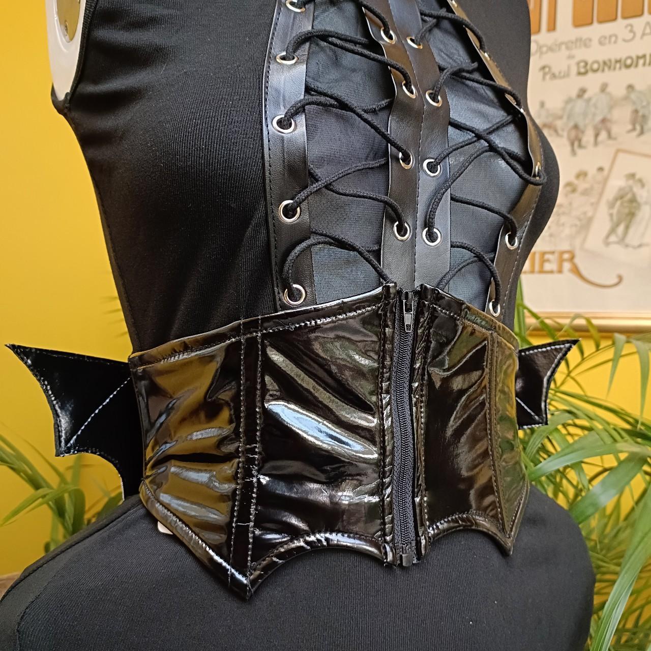 Goth corset Bat corset Goth top Shiny PVC bat... | Depop