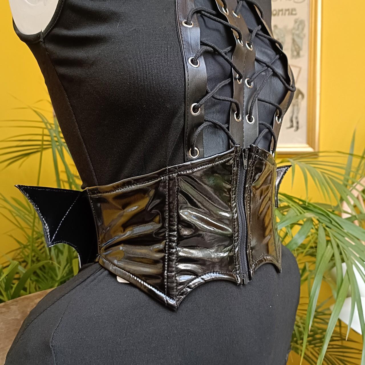 Goth corset Bat corset Goth top Shiny PVC bat... | Depop