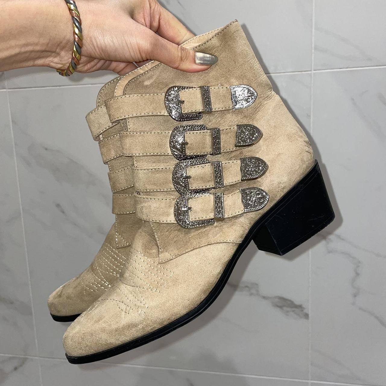 Light Brown ankle cowboy boots - Depop