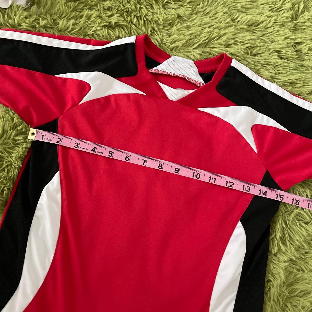 y2k top blokette sporty jersey style athletic red,... - Depop