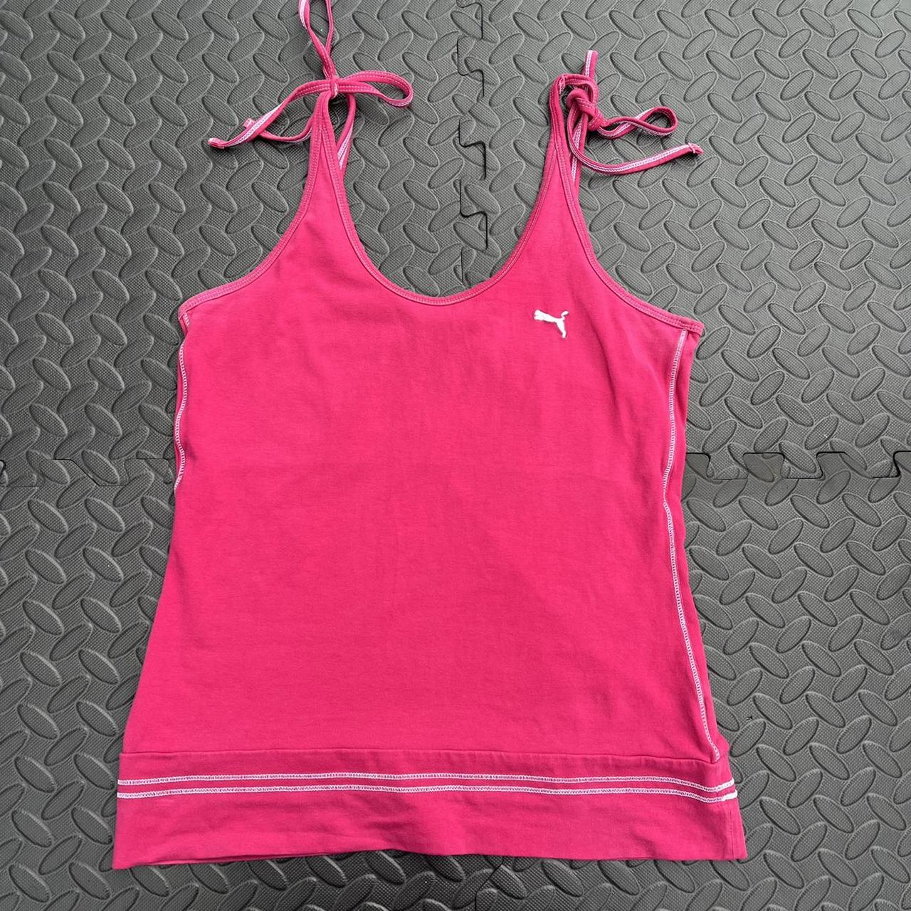 Puma vest top. Tie straps. Contrast stitch. Mint... - Depop
