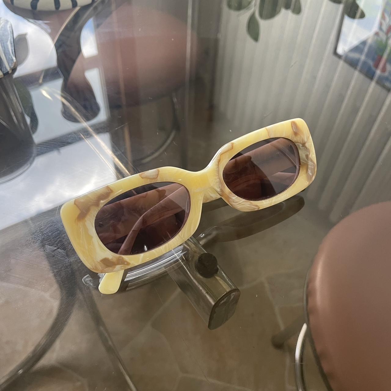Crap eyewear supa phreek sunnies in cream marble... - Depop