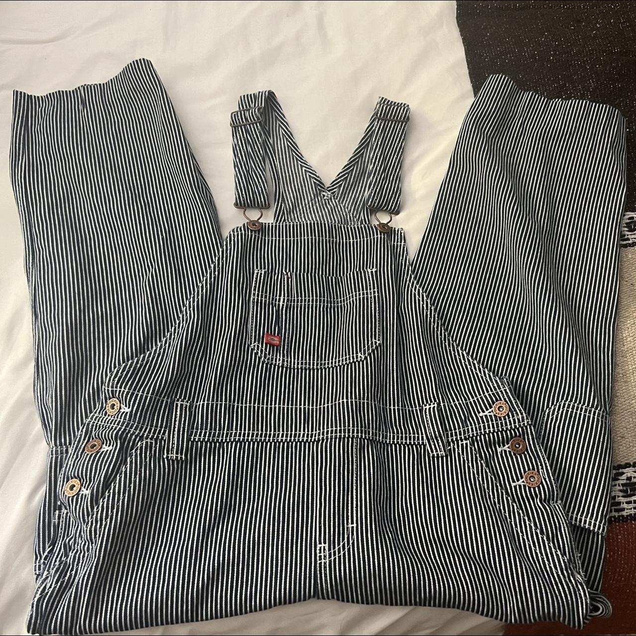 Rinsed hickory stripped dickies overalls! Basically... - Depop