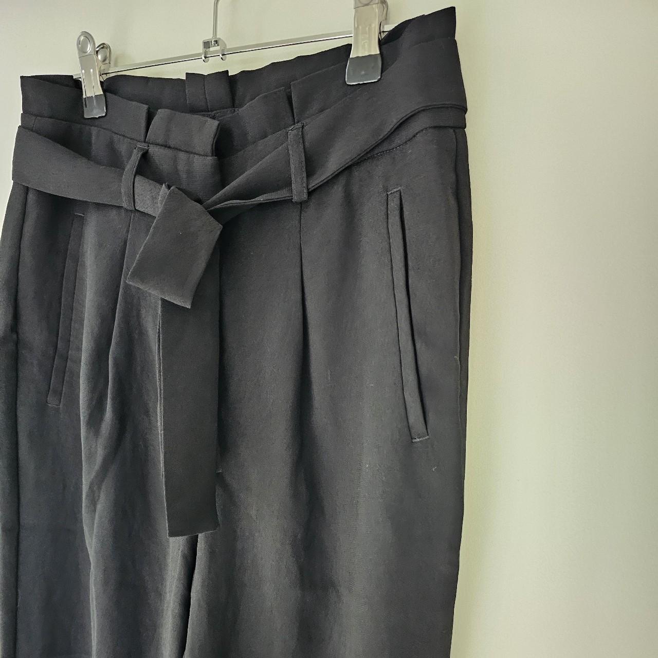 Basque Pants Womens Black High Waisted Belt Pleated... - Depop
