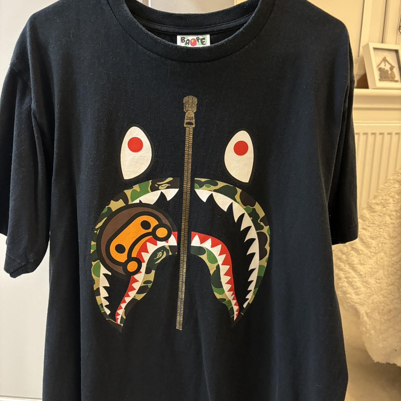 A bathing ape t shirt size large, shark print with... - Depop