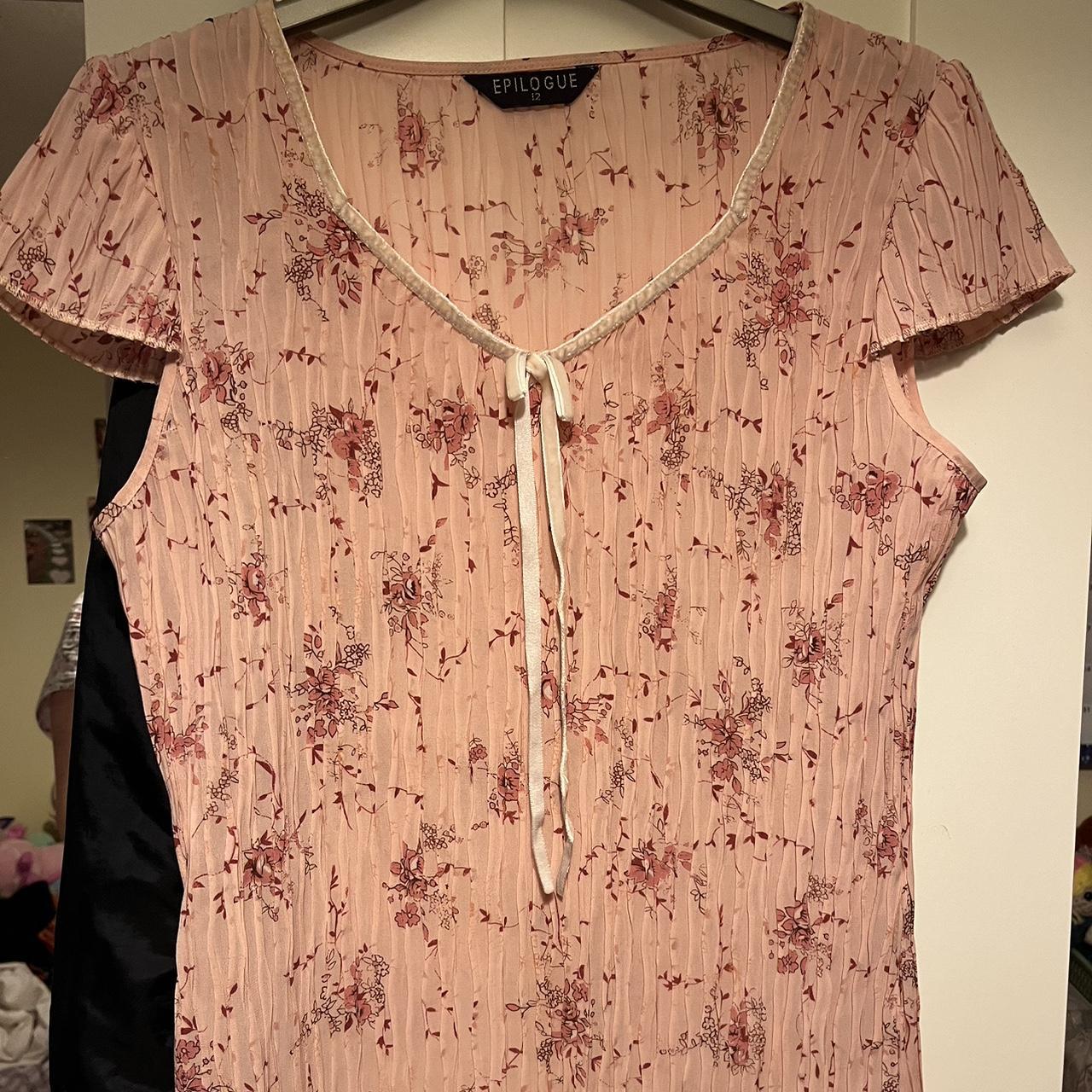 Pink floral blouse with ribbon detailing. Has a... - Depop