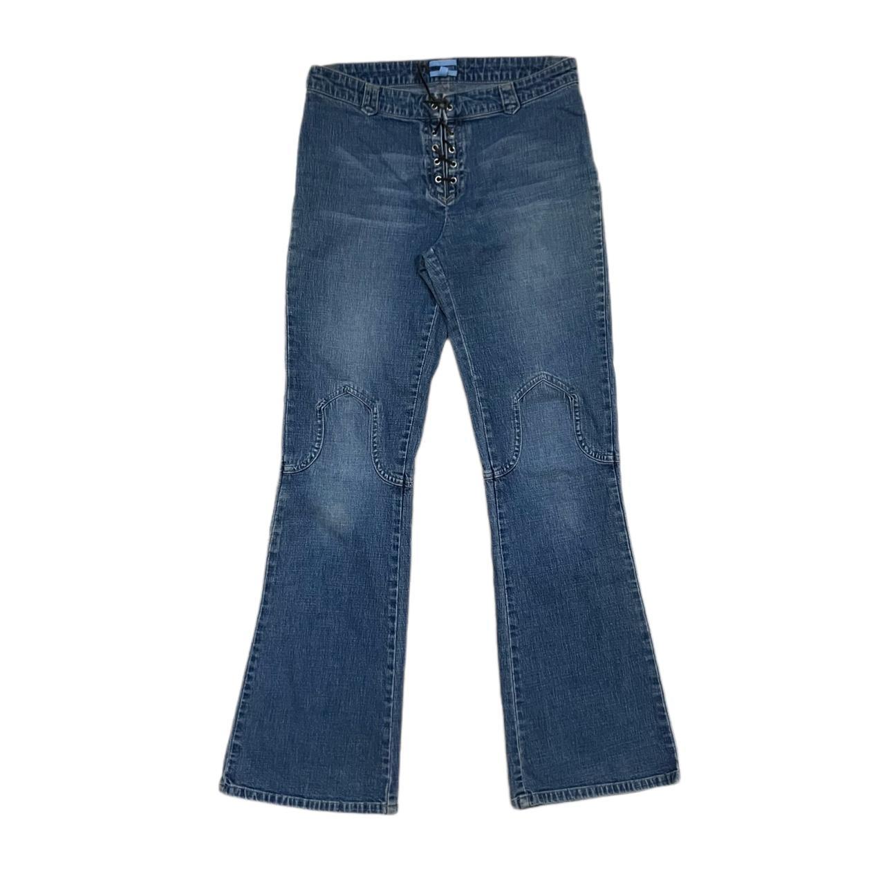 Oasis jeans Mid rise flare jeans with lace up fly... - Depop