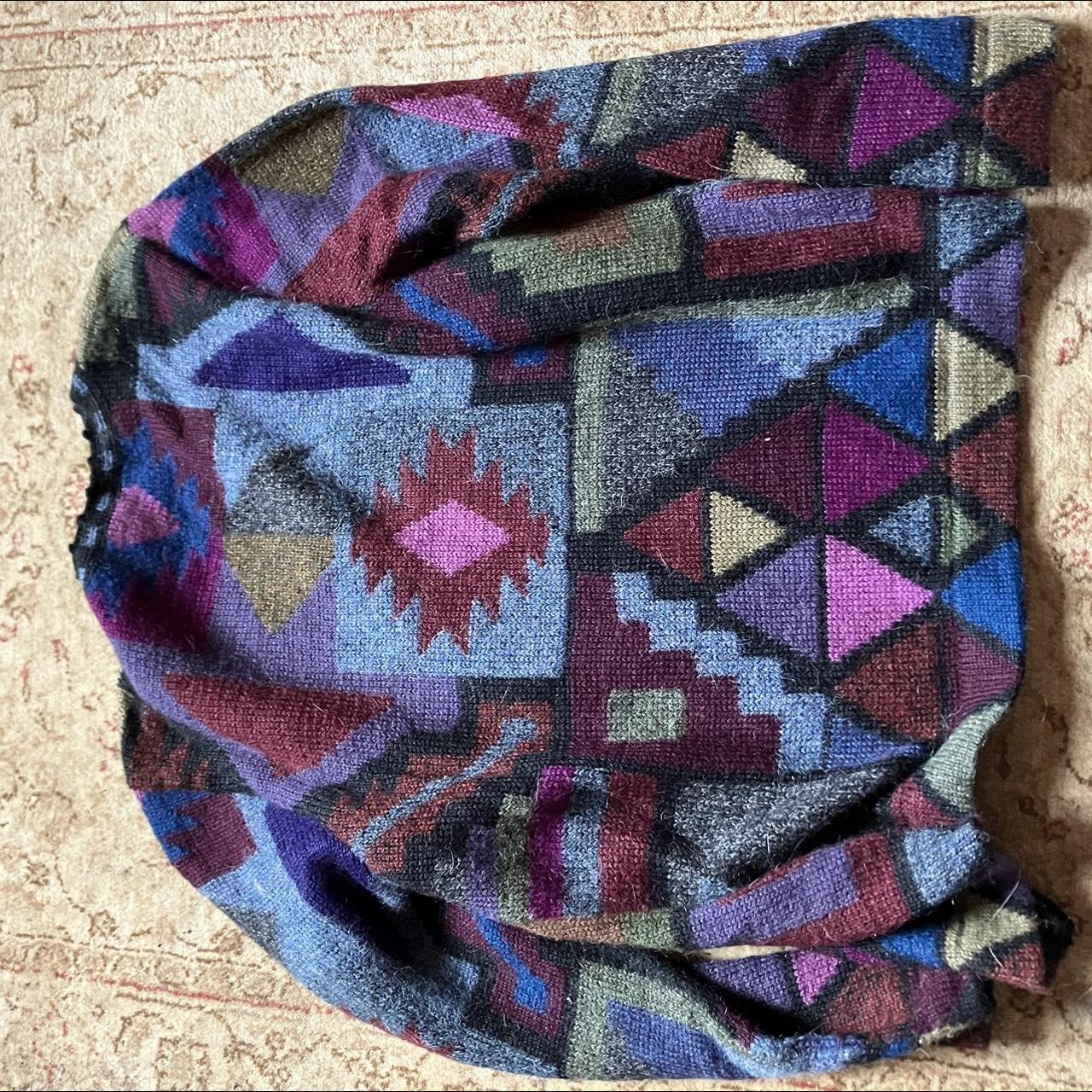 90s knit jumper Aztec print knitted jumper 90a wool... - Depop