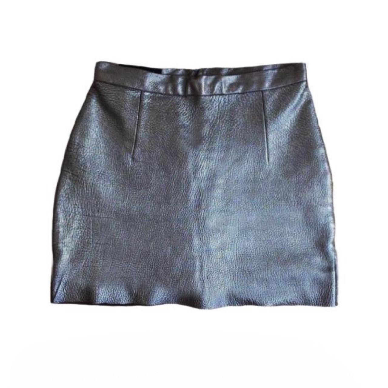 Amazing & rare genuine leather metallic silver mini... - Depop