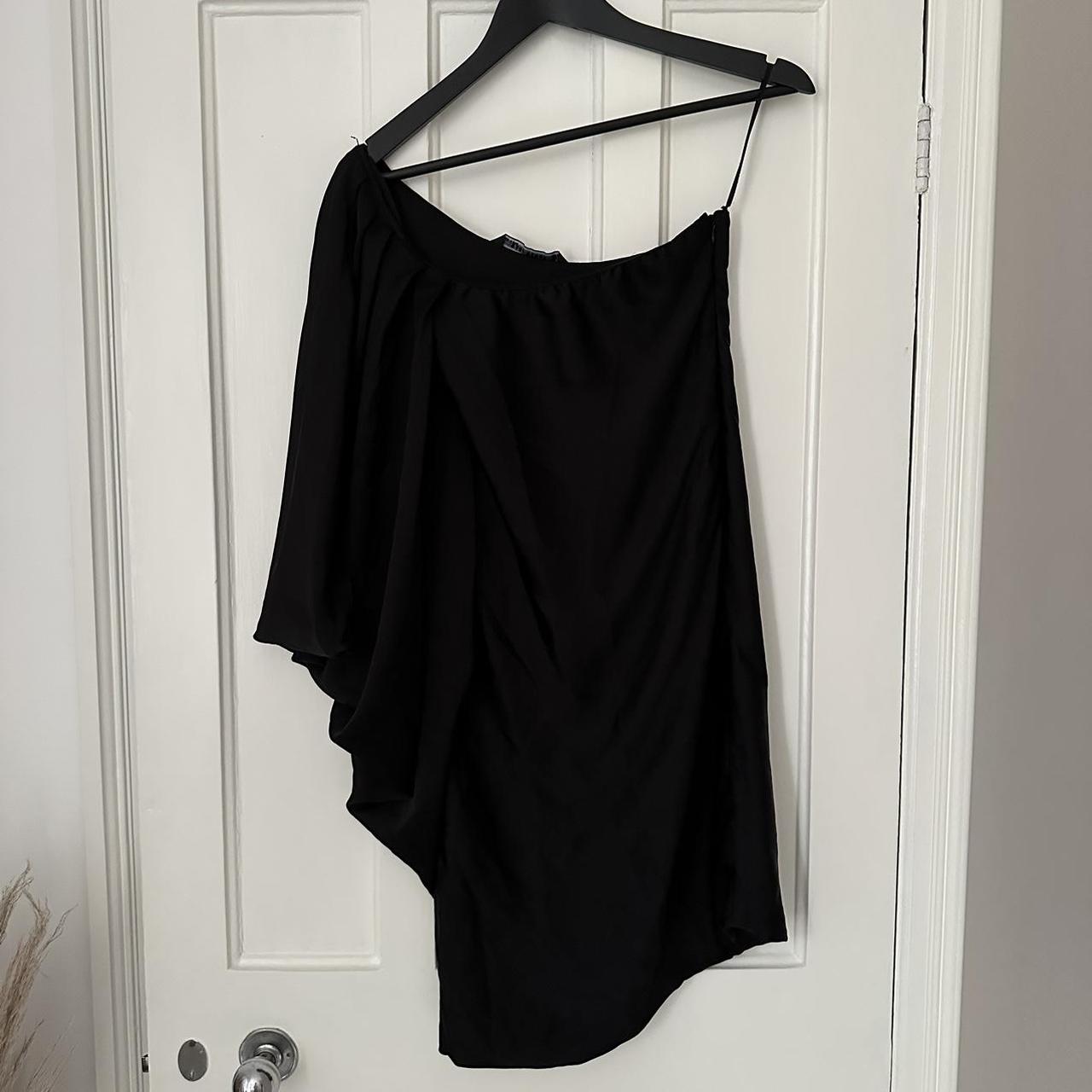 Zara one shoulder silk black dress Size S Worn a few... - Depop