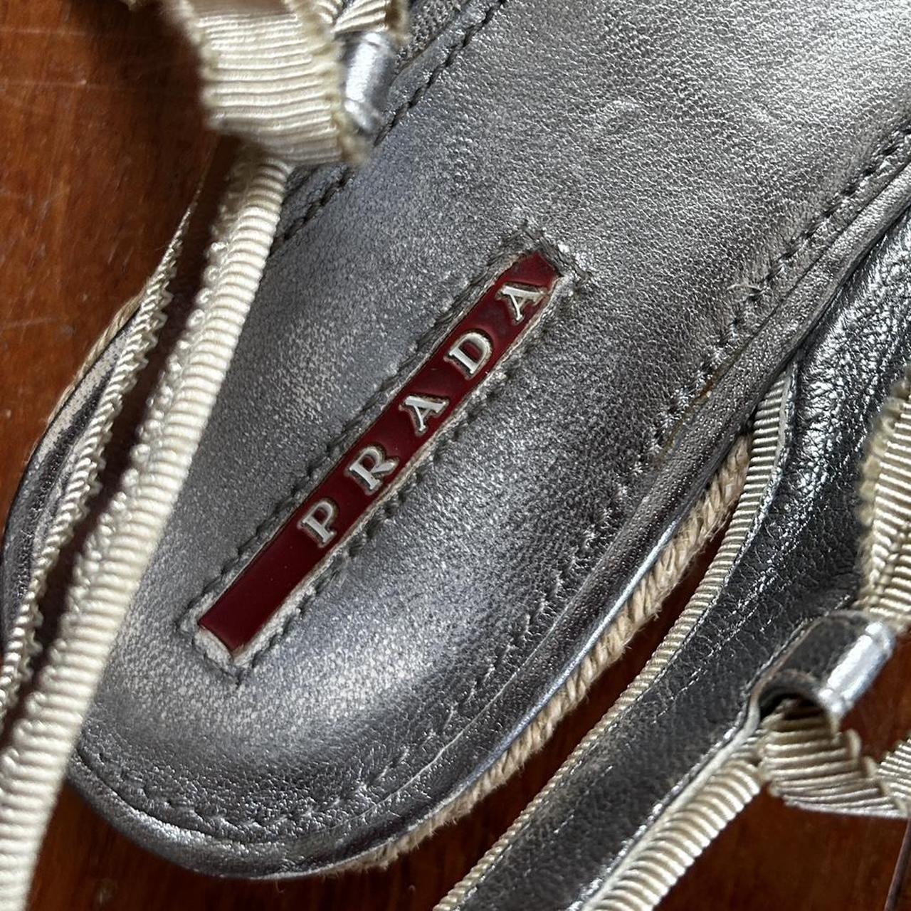 90s Silver Prada lace up ballet flats🪄🍸 Dreamiest... - Depop