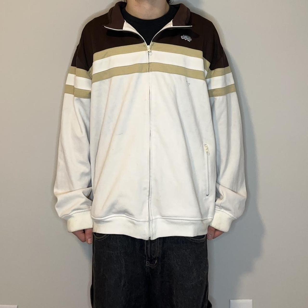 Y2k Ecko Unltd Striped Zip Up Track Jacket. Size xxl... - Depop