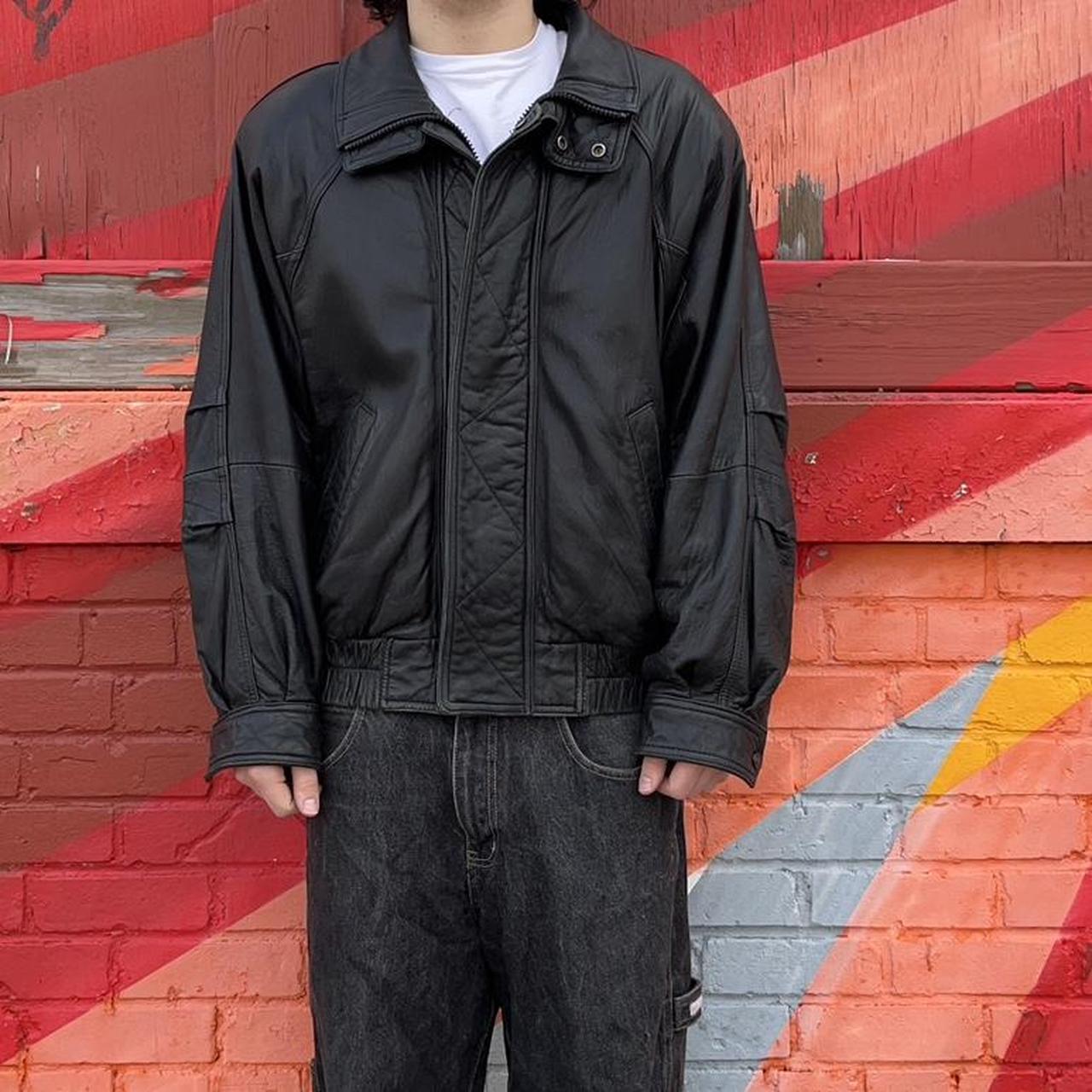 Marc Brand Leather Collared Jacket. Size large in... - Depop