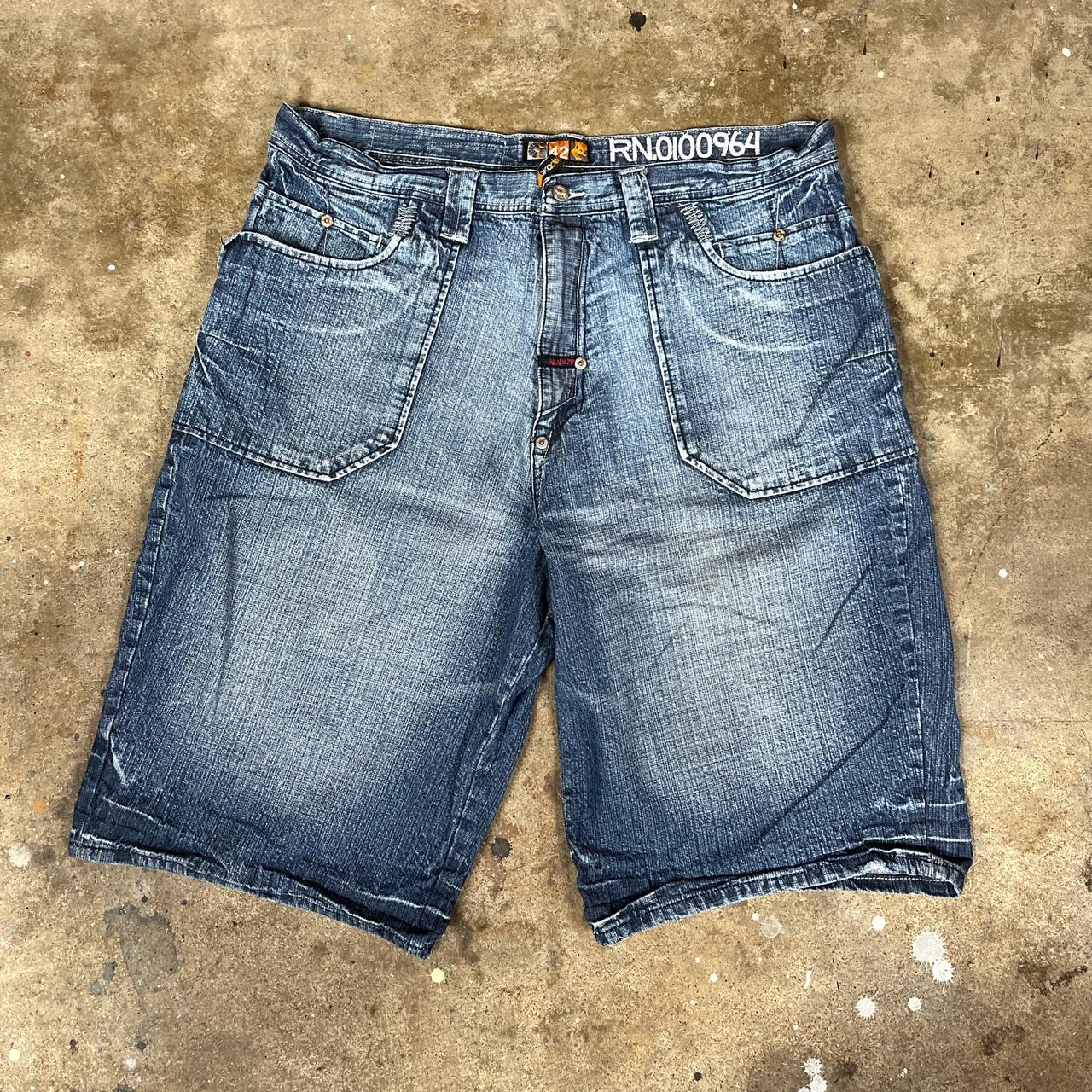 Y2K Akademiks Baggy Stone Washed Jean Shorts.... - Depop