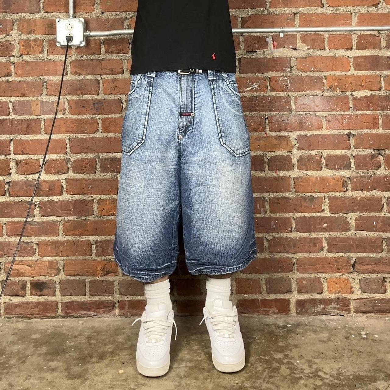 Y2K Akademiks Baggy Stone Washed Jean Shorts.... - Depop