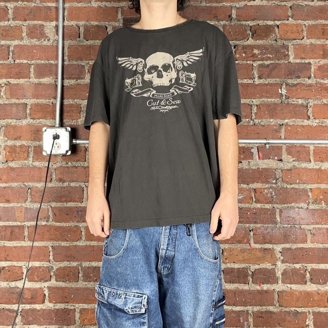 Y2K Marc Ecko Grunge Skull t-shirt Size xxl in... - Depop