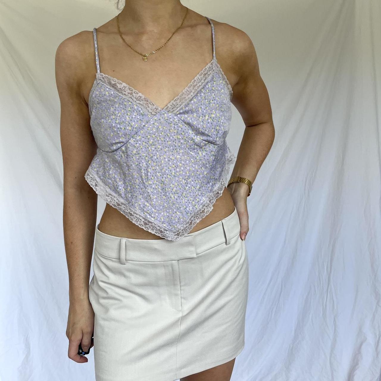 glassons lilac halter backless top with floral... - Depop