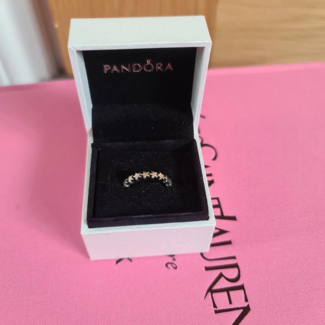 Pandora silver star ring size 50 Used but good... - Depop