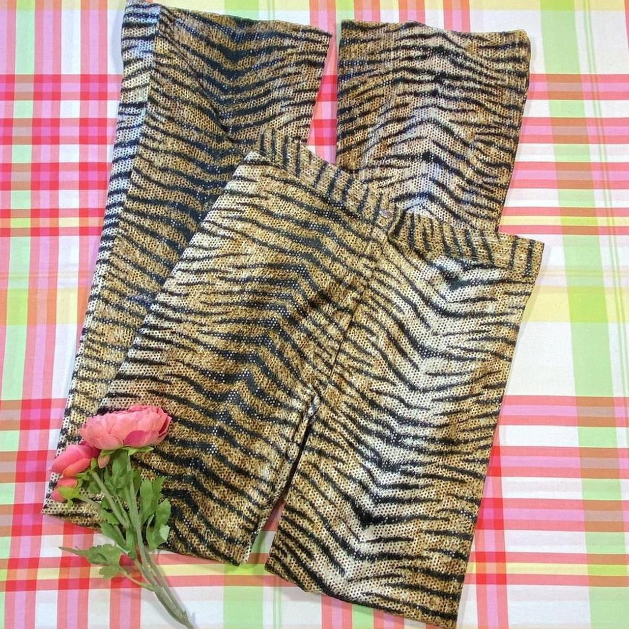 Homemade Vintage 90s Tiger Print Flares No... - Depop