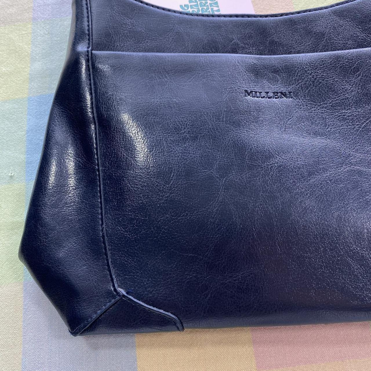 90s Retro Navy Blue Pleather Purse No pictures on... - Depop