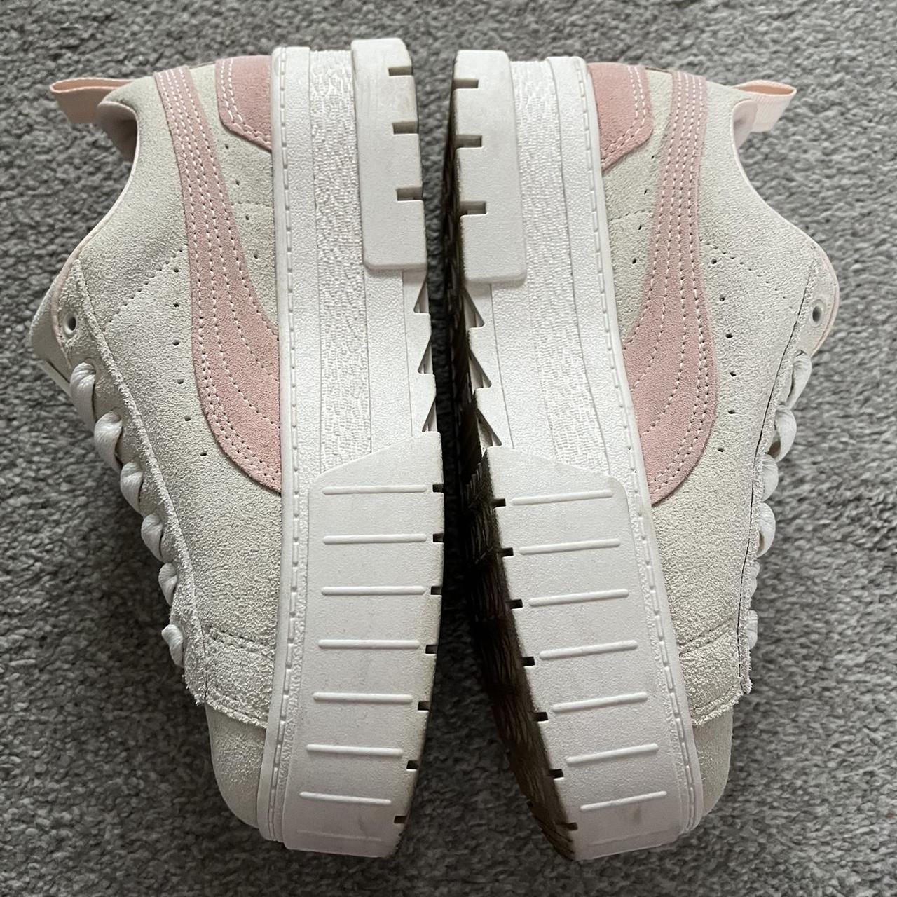 cream and pink puma platform trainers in a size... - Depop